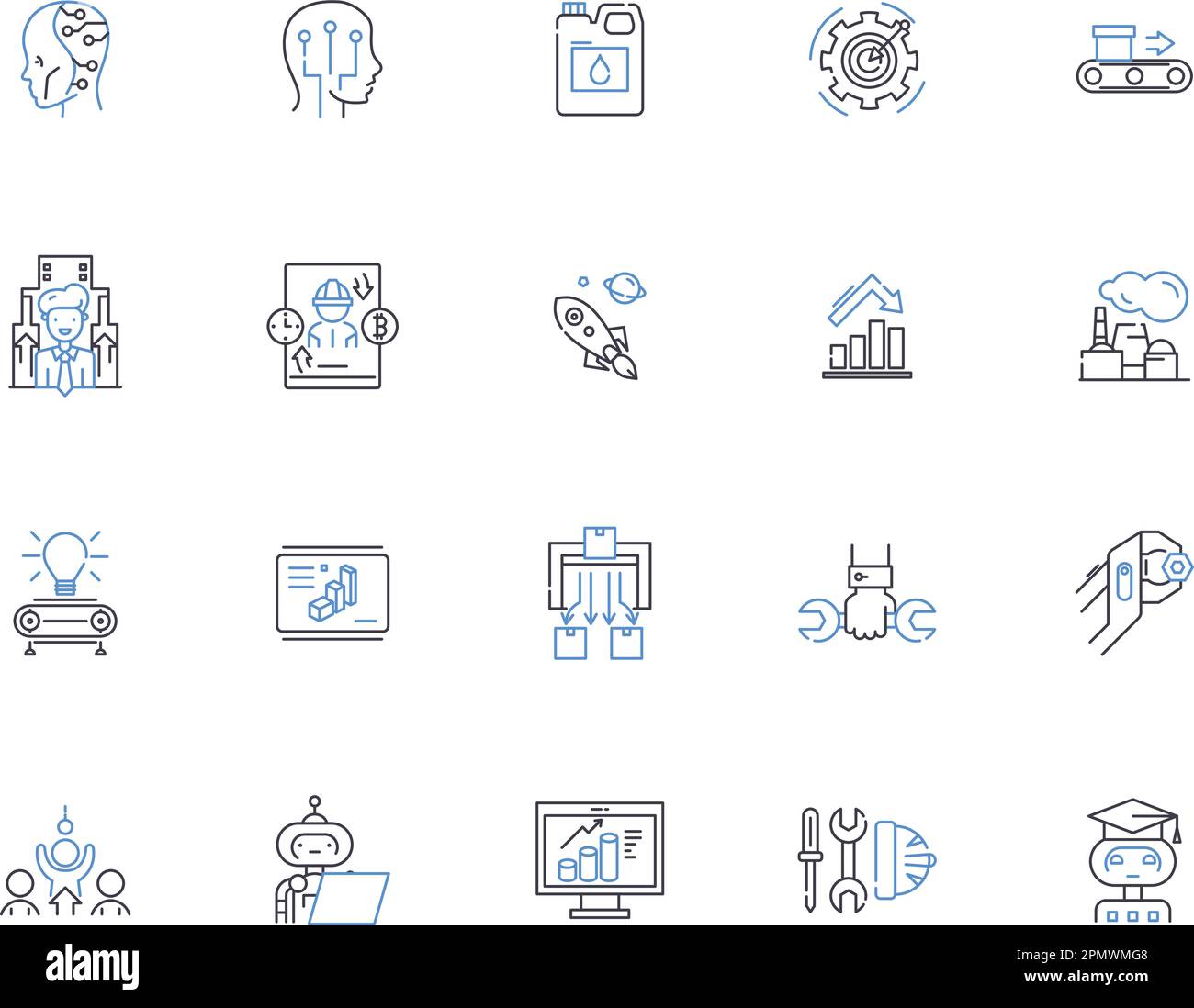 Industrial outline icons collection. Industry, production ...