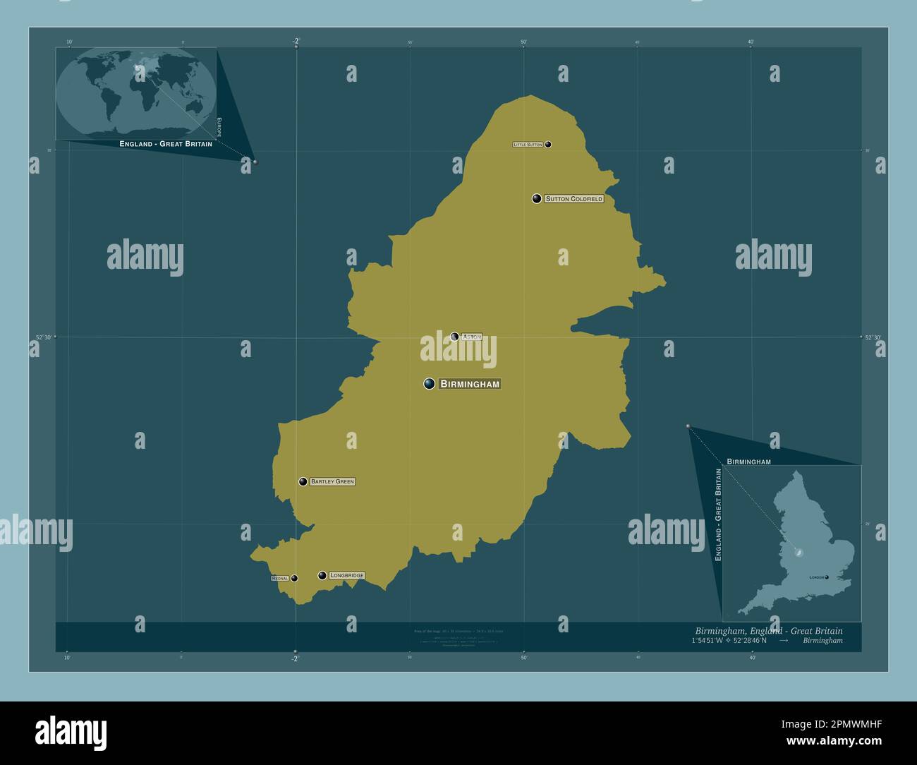 Birmingham, administrative county of England - Great Britain. Solid ...