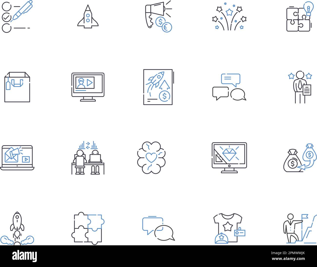 Promotion outline icons collection. Advertising, Marketing, Branding ...