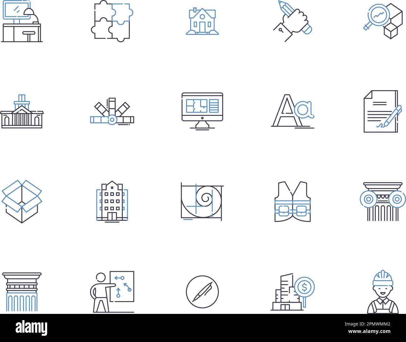Engineering Outline Icons Collection Engineering Design Construct Create Develop Assemble