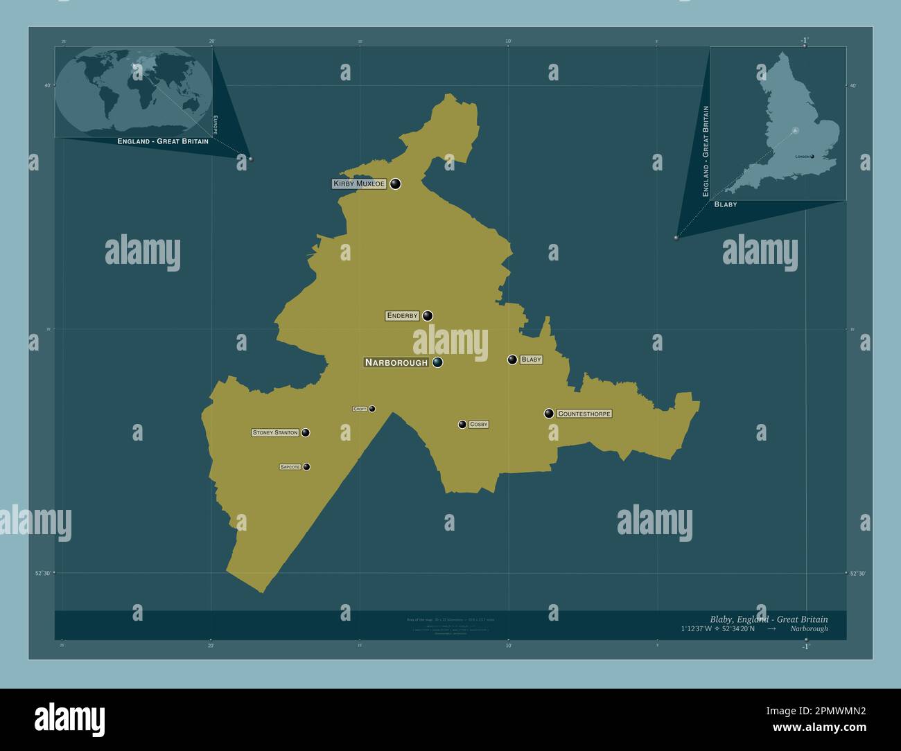 Blaby, non metropolitan district of England - Great Britain. Solid ...