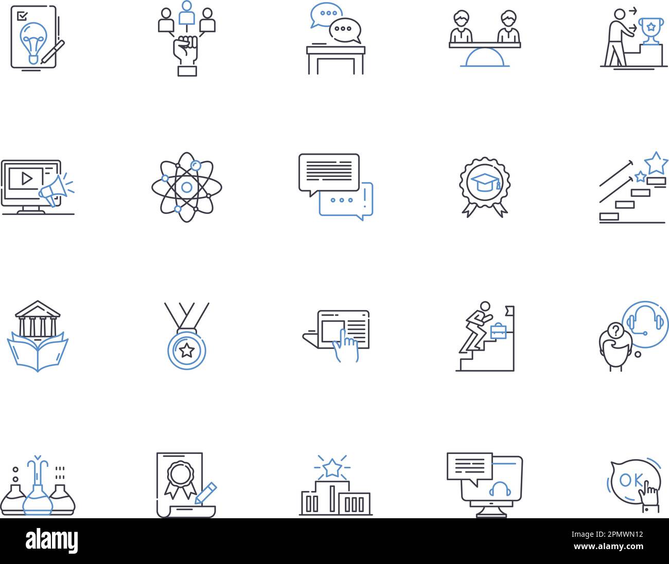 Education ceneter outline icons collection. Education, Center, Learning, Tutoring, Academy ...