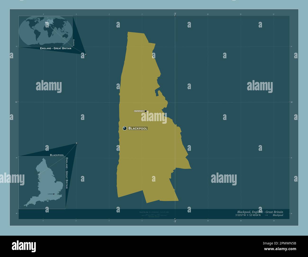 Blackpool, administrative county of England - Great Britain. Solid ...