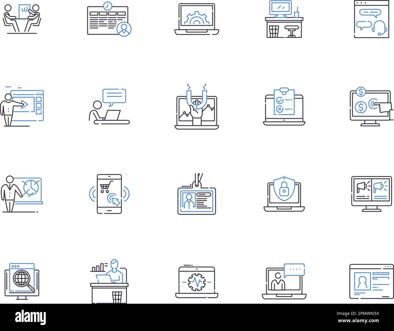 Online business outline icons collection. Ecommerce, Storefront, Digital, Merchandise ...