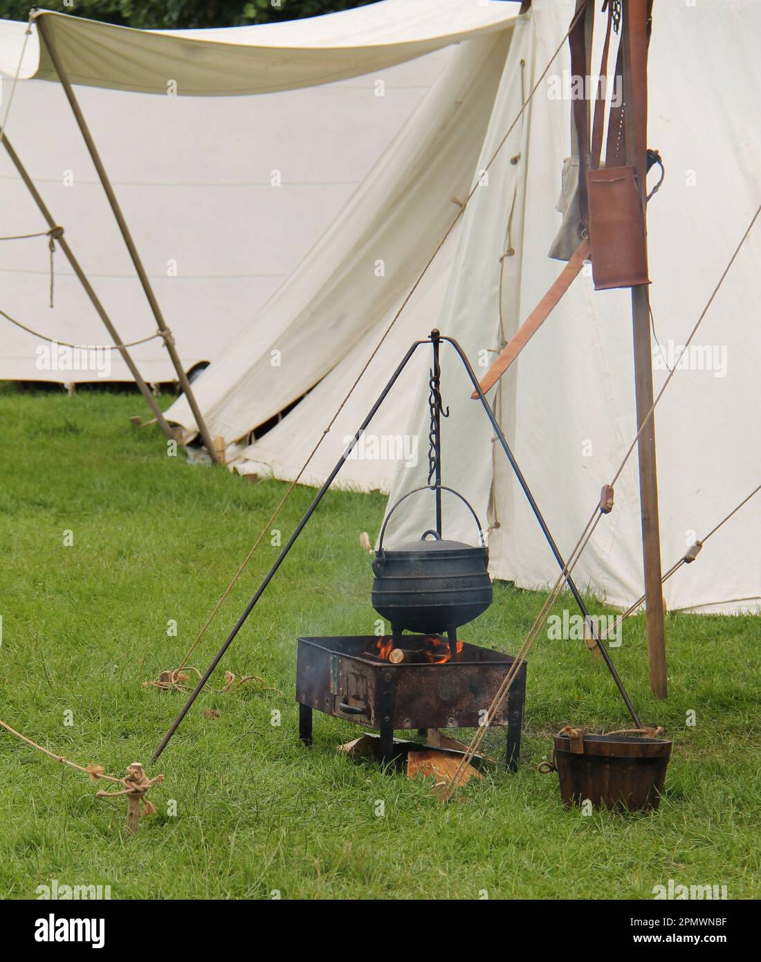 A Cooking Fire at a Medieval Style Camp Site Stock Photo - Alamy