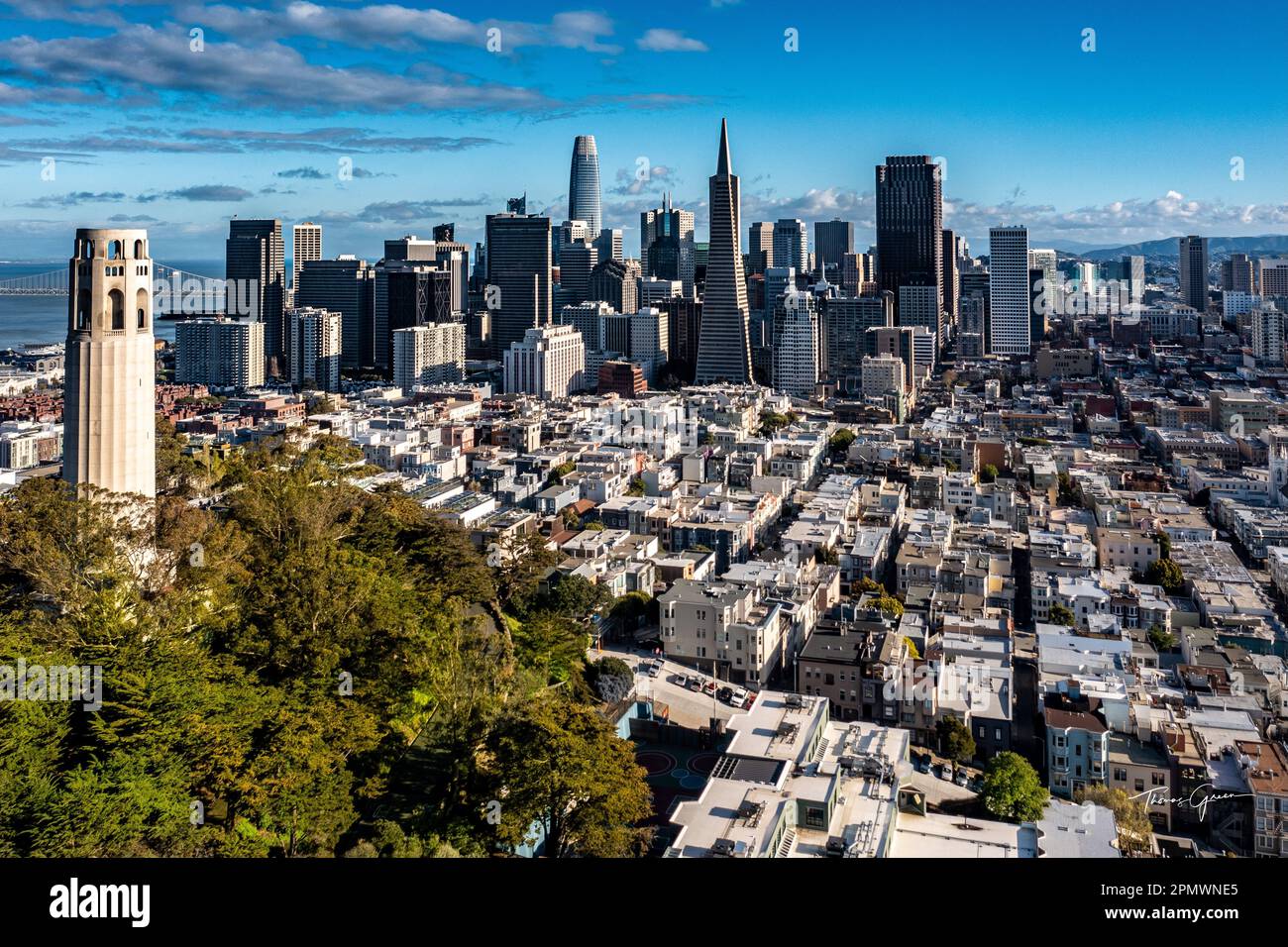 A stunning aerial view of an urban cityscape featuring a collection of ...