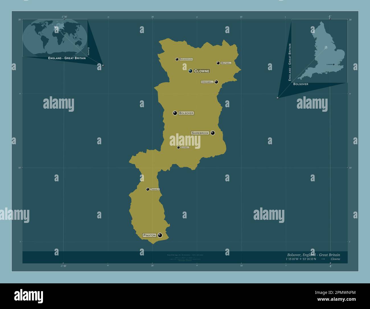Bolsover, non metropolitan district of England - Great Britain. Solid ...