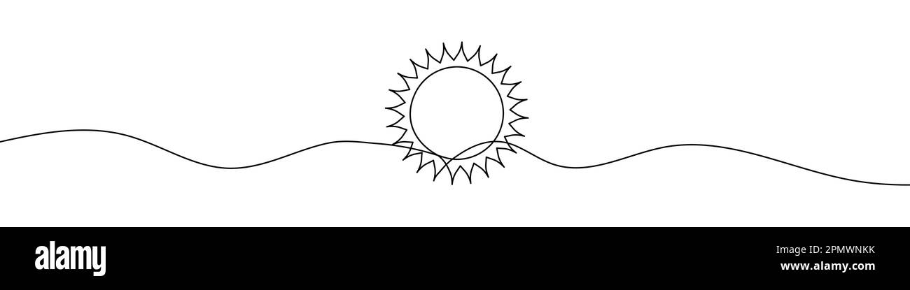 Sun icon in continuous line drawing style. Line art of sun icon. Vector ...