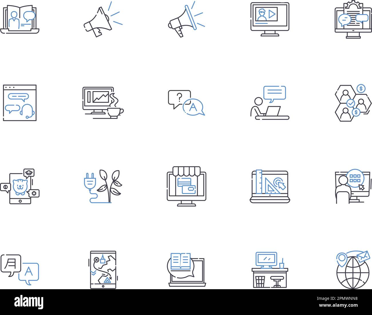 Social media outline icons collection. Social, Media, Networking ...