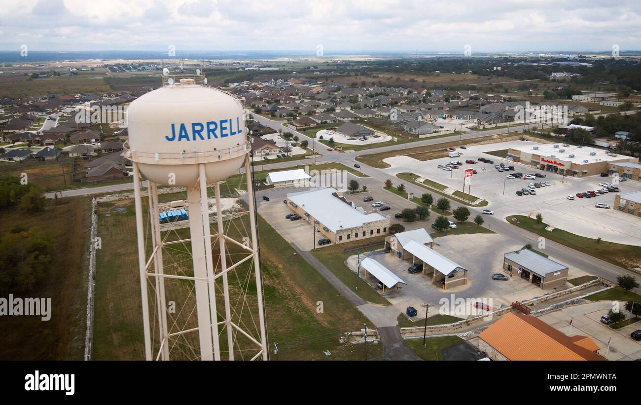 An aerial view of a water tower in Jarrell, Texas, USA Stock Photo - Alamy