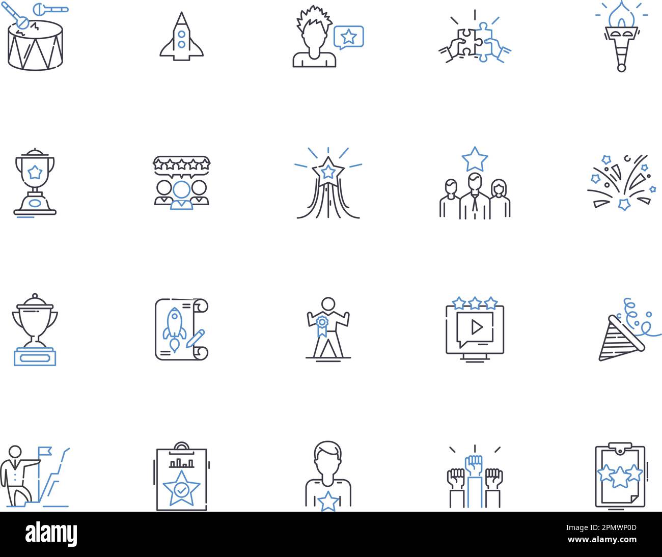 Successful people outline icons collection. Prosperous, triumphant ...