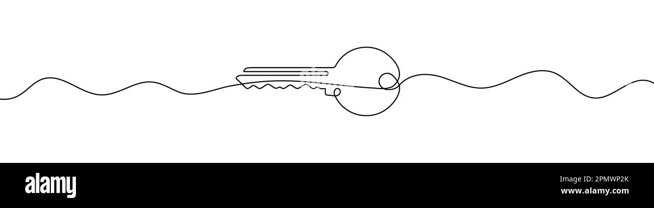 Key icon in continuous line drawing style. Line art of key icon. Vector ...