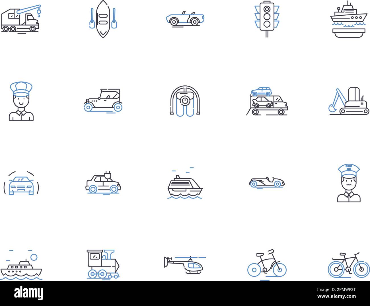 Transport outline icons collection. Transportation, vehicular, shipping ...