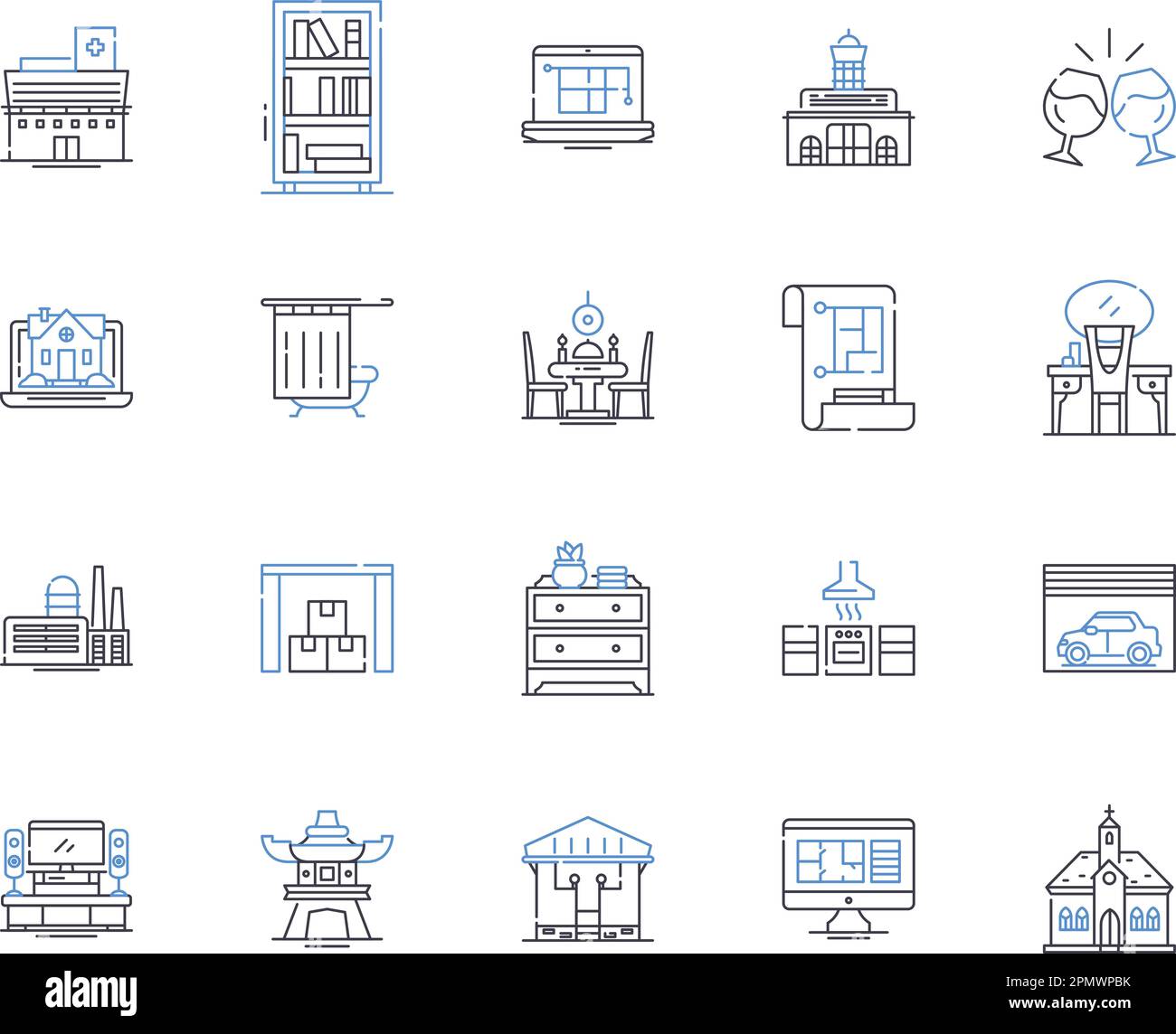 Remodeling and renovation outline icons collection. Remodelling ...
