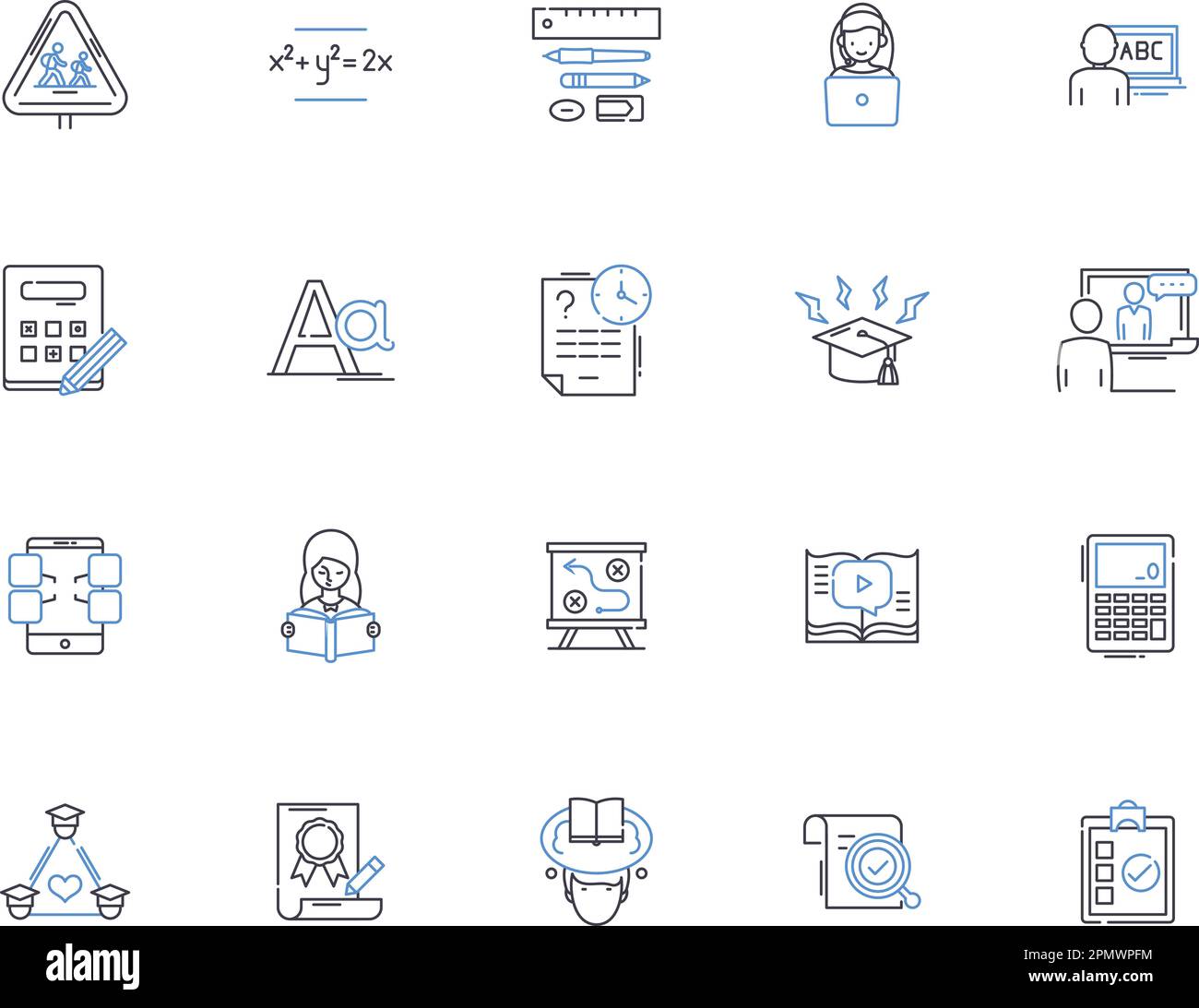 Knowledge outline icons collection. Education, Information ...