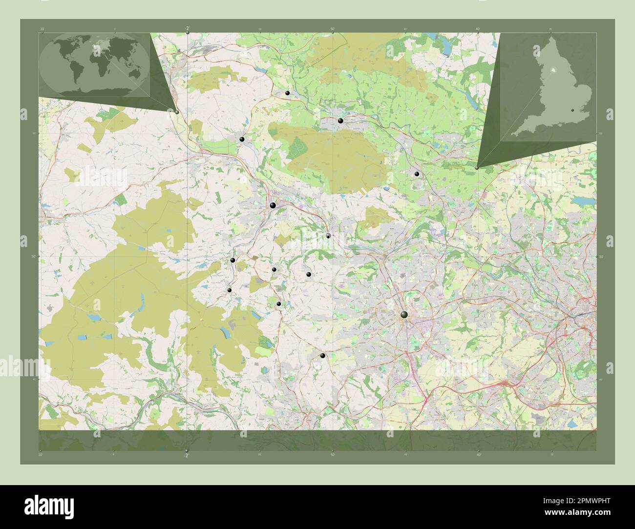 Bradford, administrative county of England - Great Britain. Open Street ...