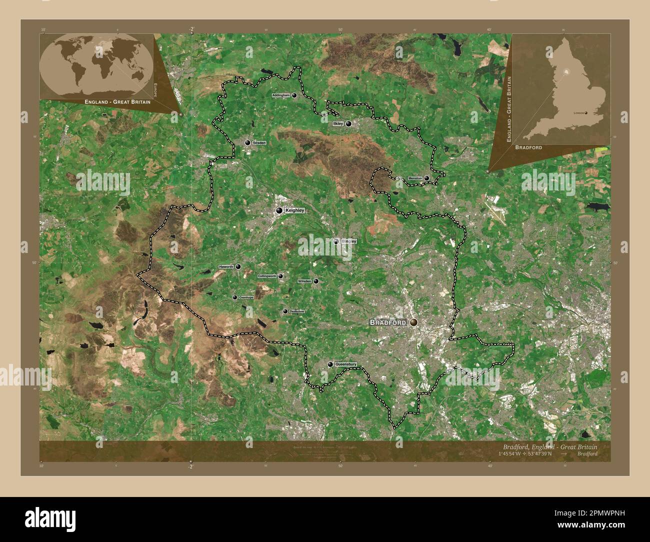 Bradford, administrative county of England - Great Britain. Low ...
