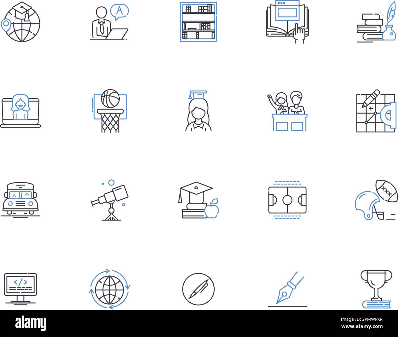 University outline icons collection. University, College, Institution, Campus, Education ...