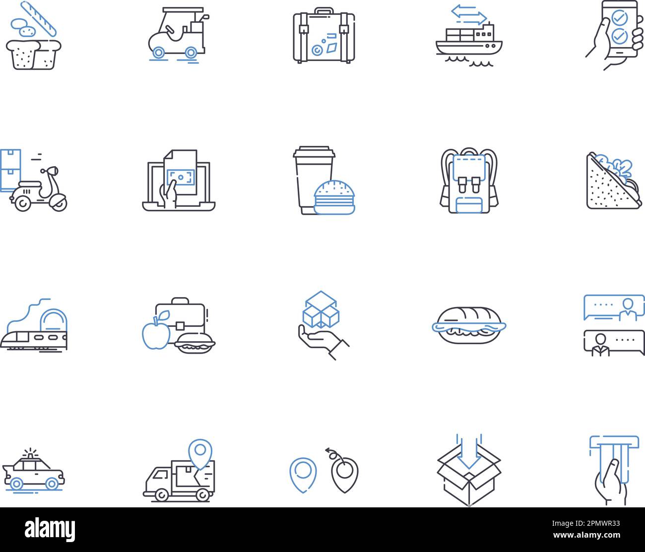Warehouse management outline icons collection. Warehousing, Inventory ...