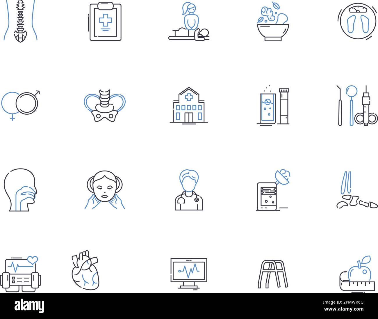 Health outline icons collection. wellness, healthcare, nutrition, diet ...