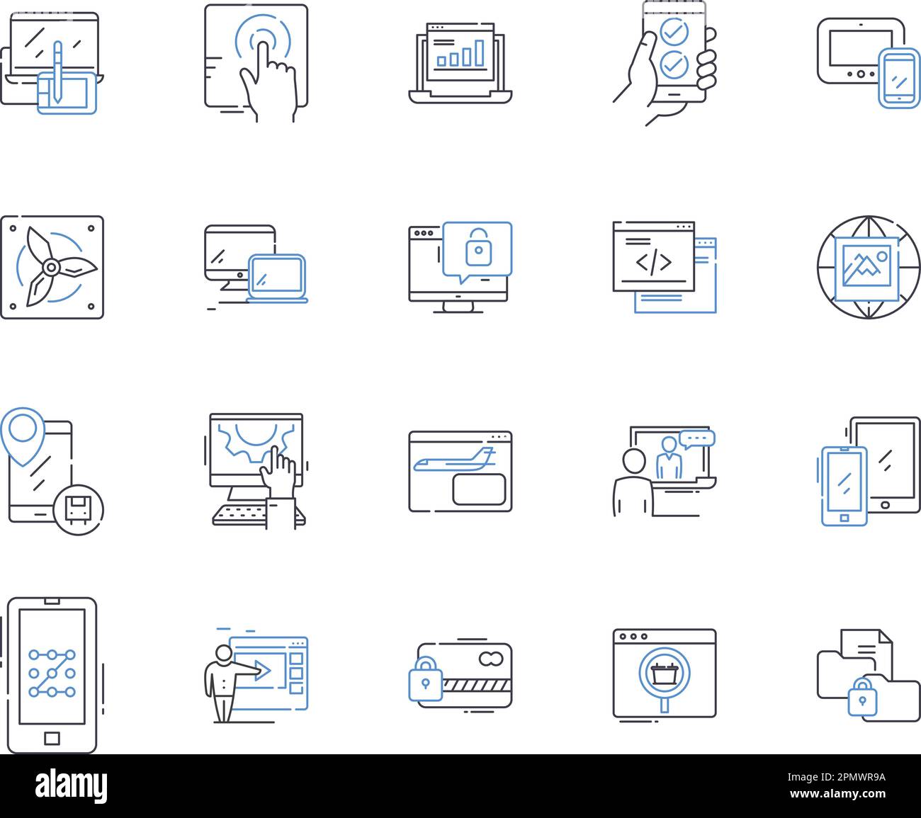 Internet And Security Outline Icons Collection Internet Security Online Cyber Privacy
