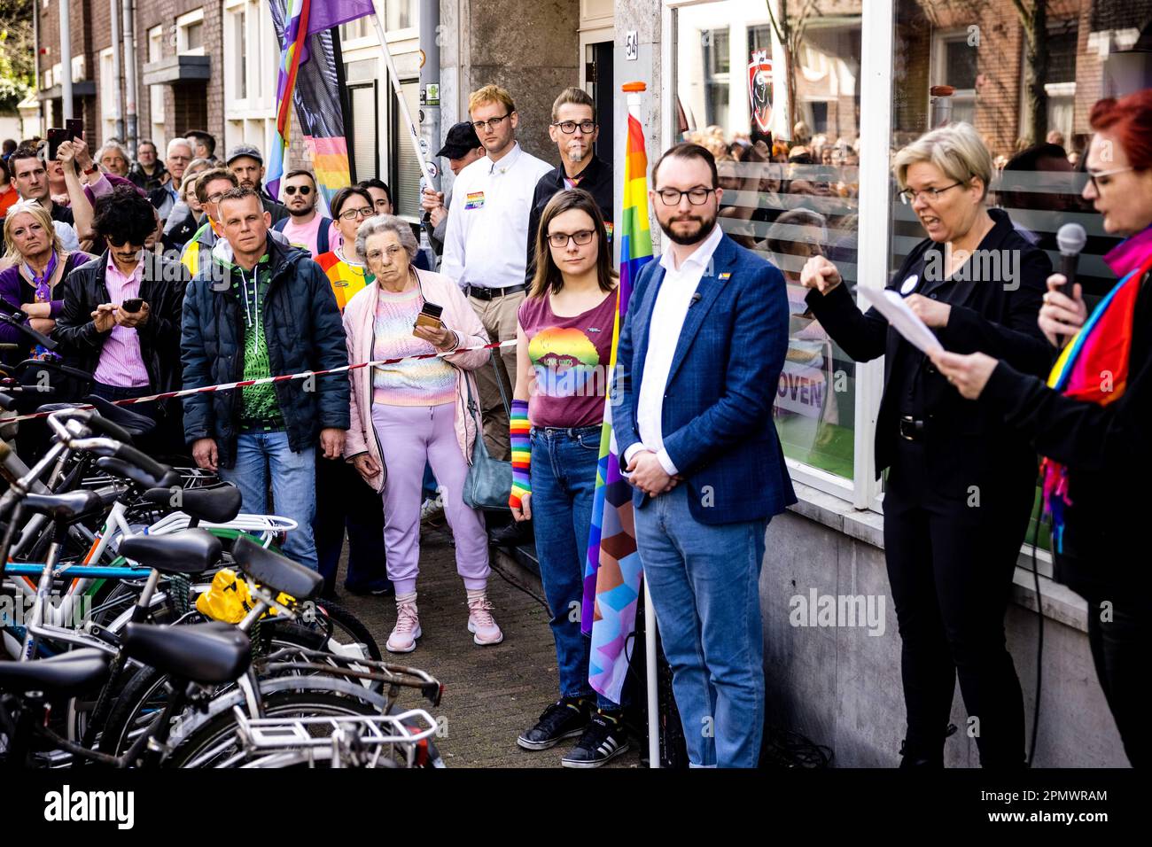 Eindhoven Spectators During The Hanging Of The New Rainbow Flag At