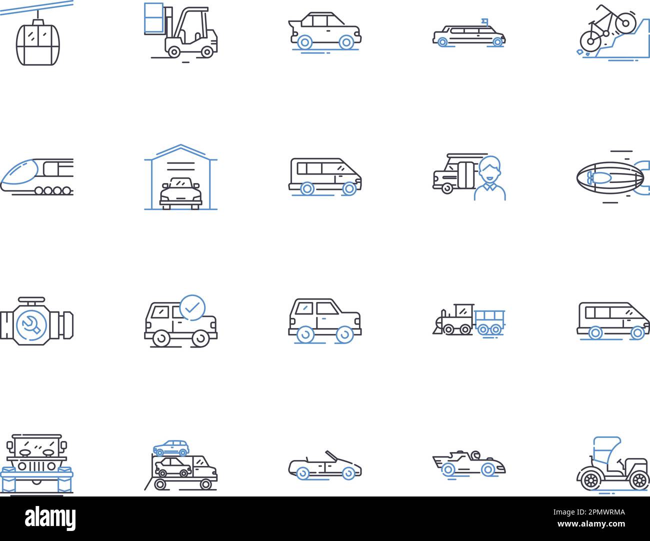 Transport services outline icons collection. Transportation, Shipping ...
