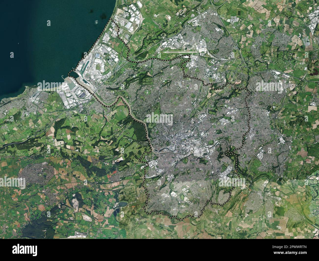 City of Bristol, unitary authority of England - Great Britain. High resolution satellite map ...