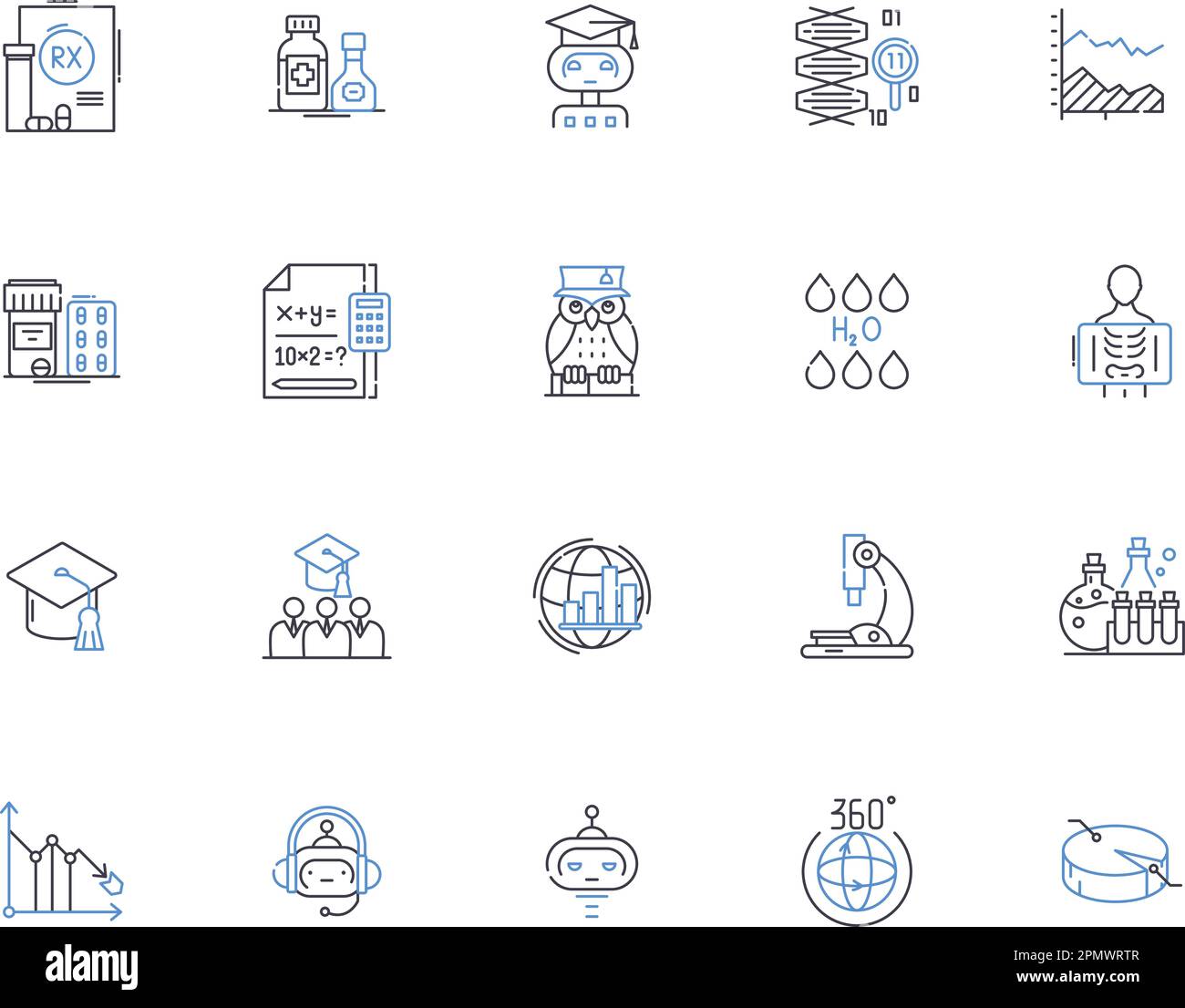 Science outline icons collection. Science, Physics, Chemistry, Biology ...