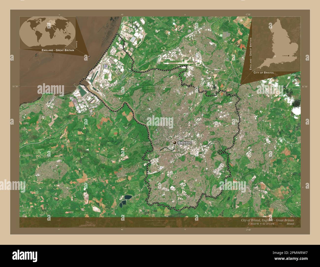City of Bristol, unitary authority of England - Great Britain. Low ...