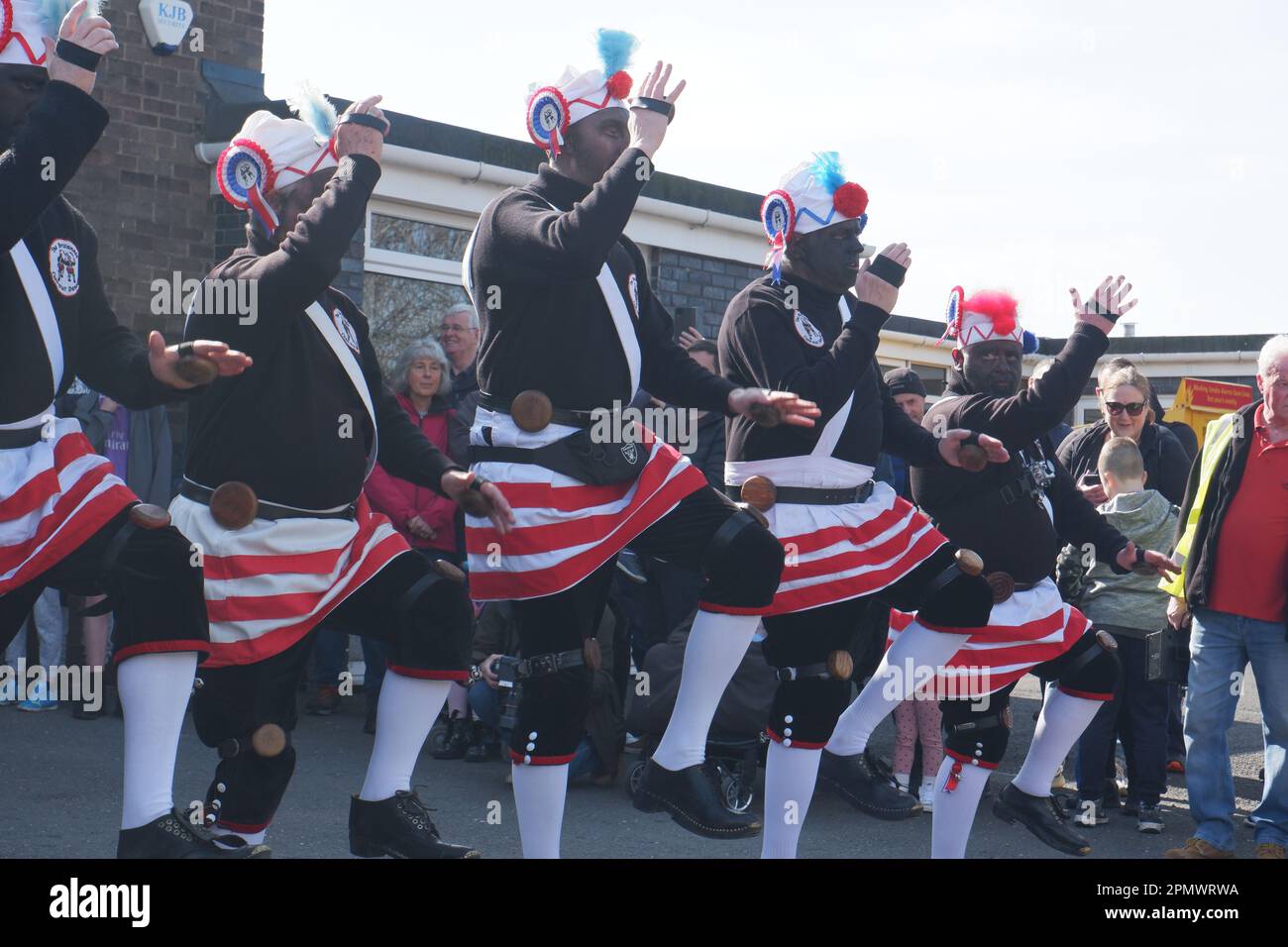 The Britannia Coconutters performing outside Bacup Fire Station during ...