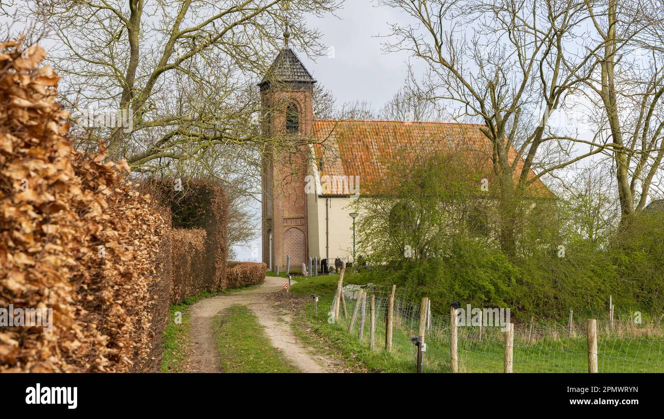 Chruch of little village Dorkwerd municipallity Groningen in The ...