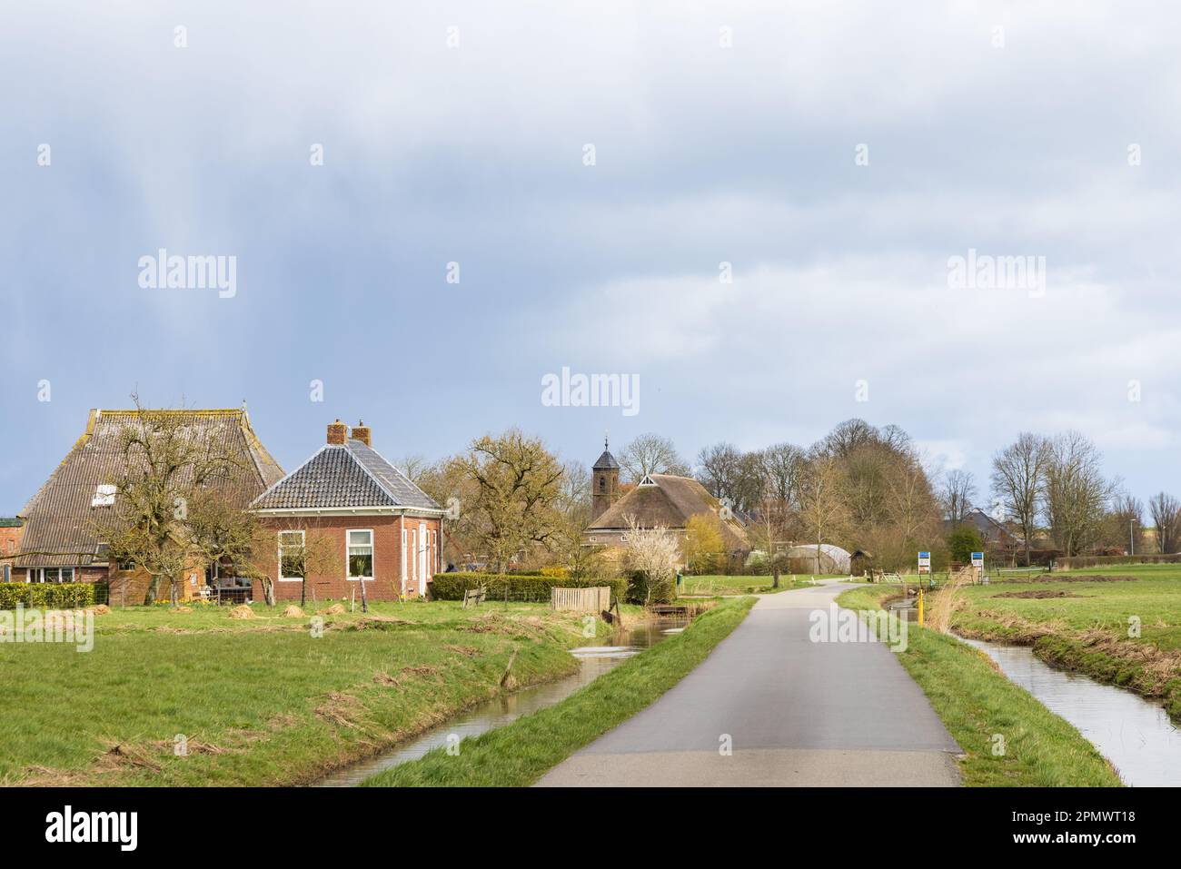 View of little village Dorkwerd municipallity Groningen in The ...
