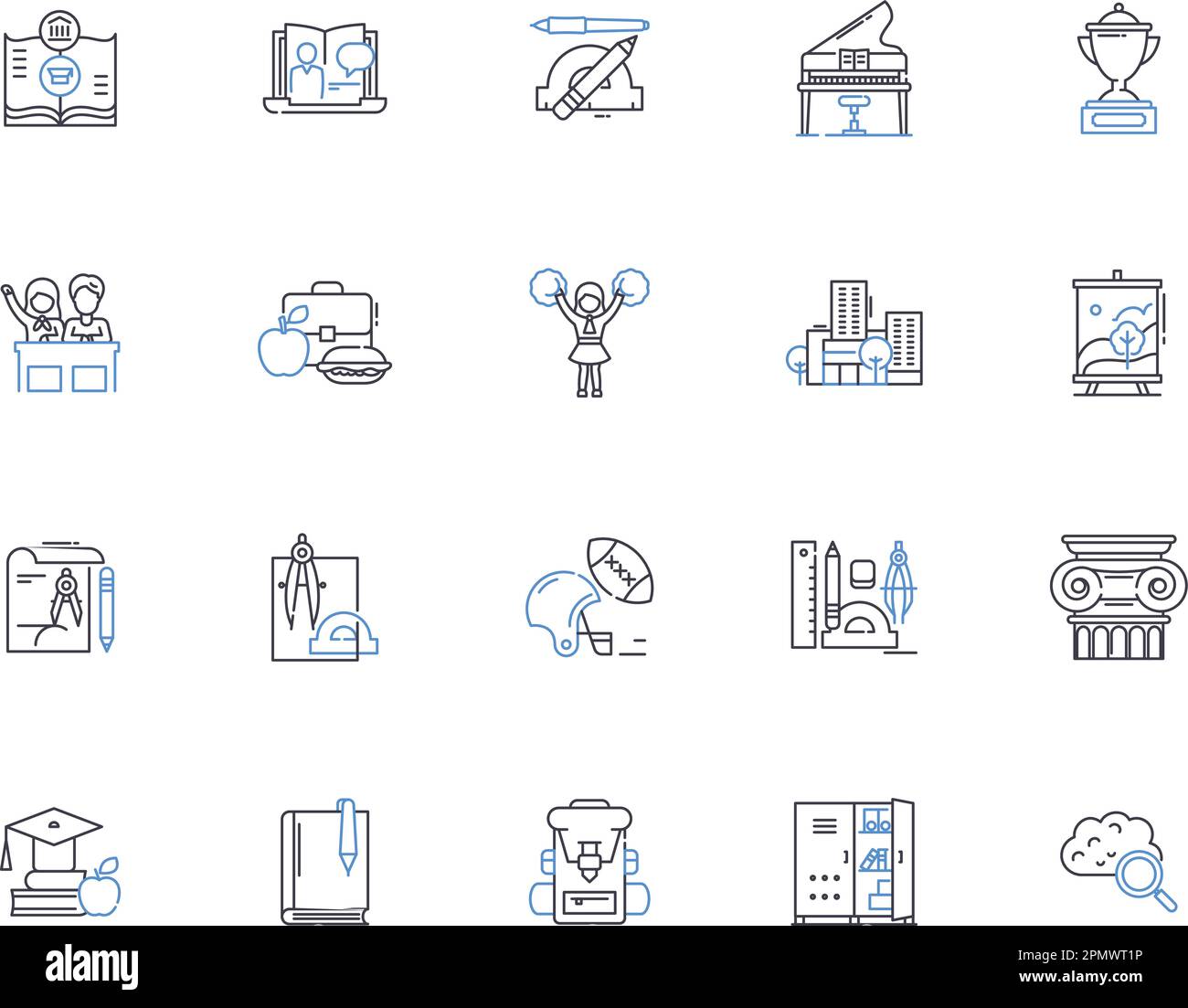High school outline icons collection. Highschool, Education, Academics, Learning, Students ...