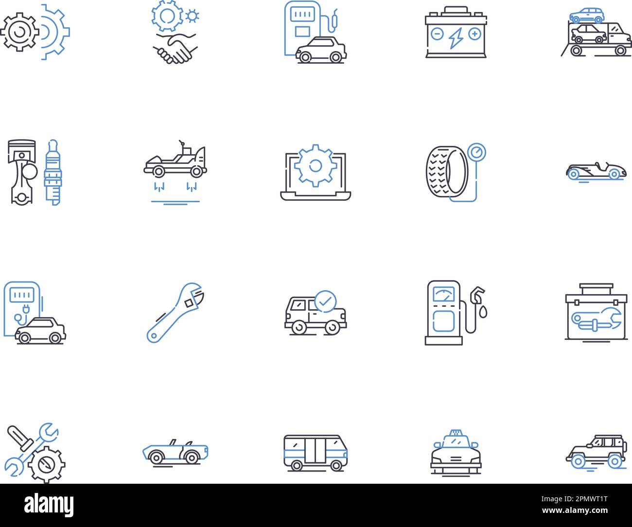 Car service outline icons collection. Maintenance, Garages, Oil-change ...