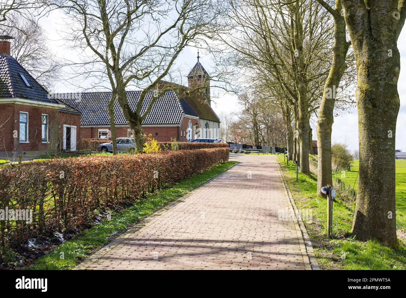 View of little village Dorkwerd municipallity Groningen in The ...