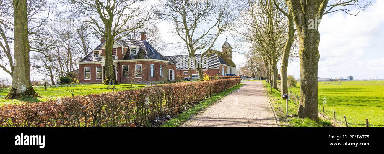 View of little village Dorkwerd municipallity Groningen in The ...