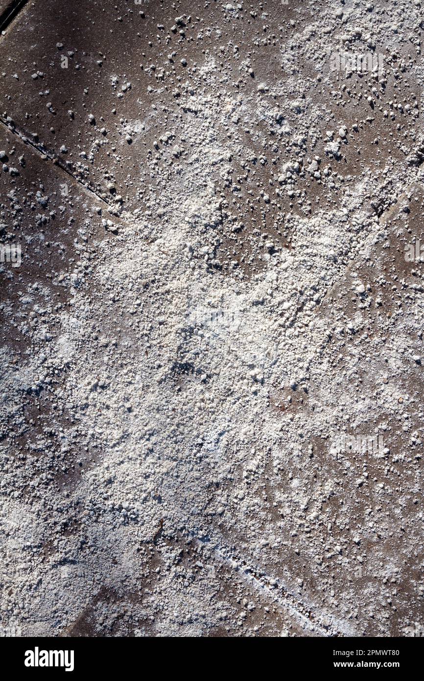 Close up of salt covered sidewalk texture. Urban environment and ...