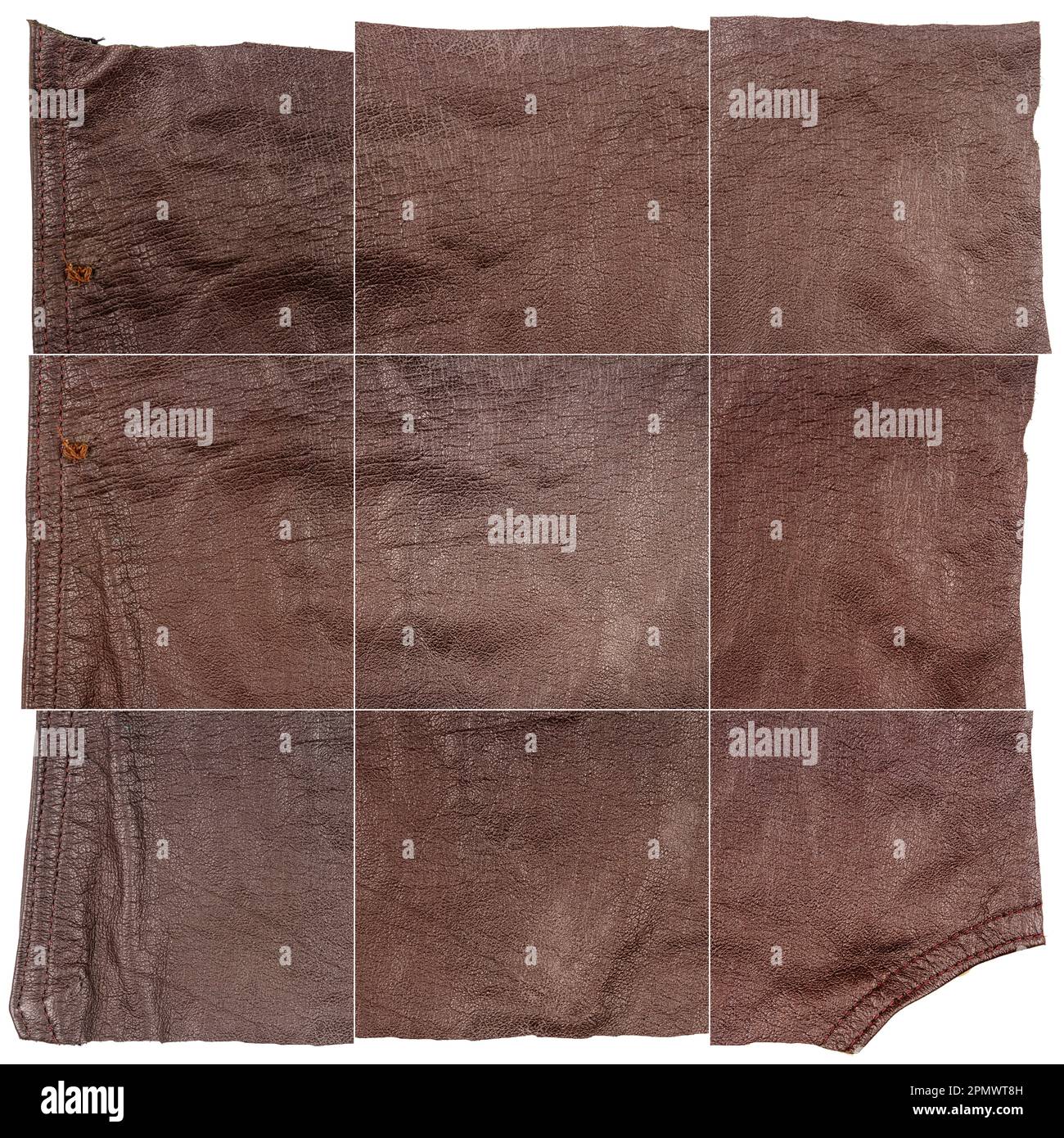 Collection of brown leather textures isolated on white background ...