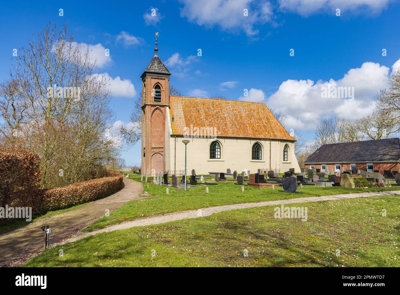 View of little village Dorkwerd municipallity Groningen in The ...