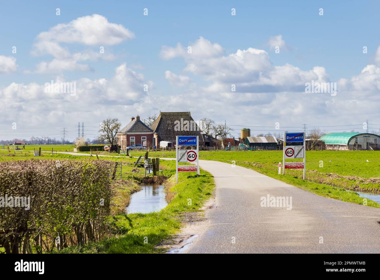 Dorkwerd, The Netherlands - March 27, 2023: View of little village ...