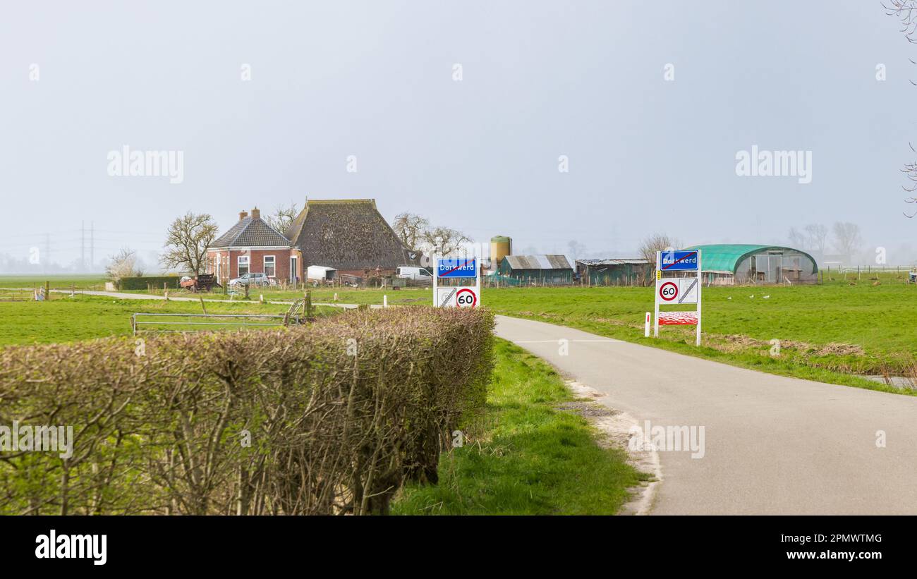 Dorkwerd, The Netherlands - March 27, 2023: View of little village ...