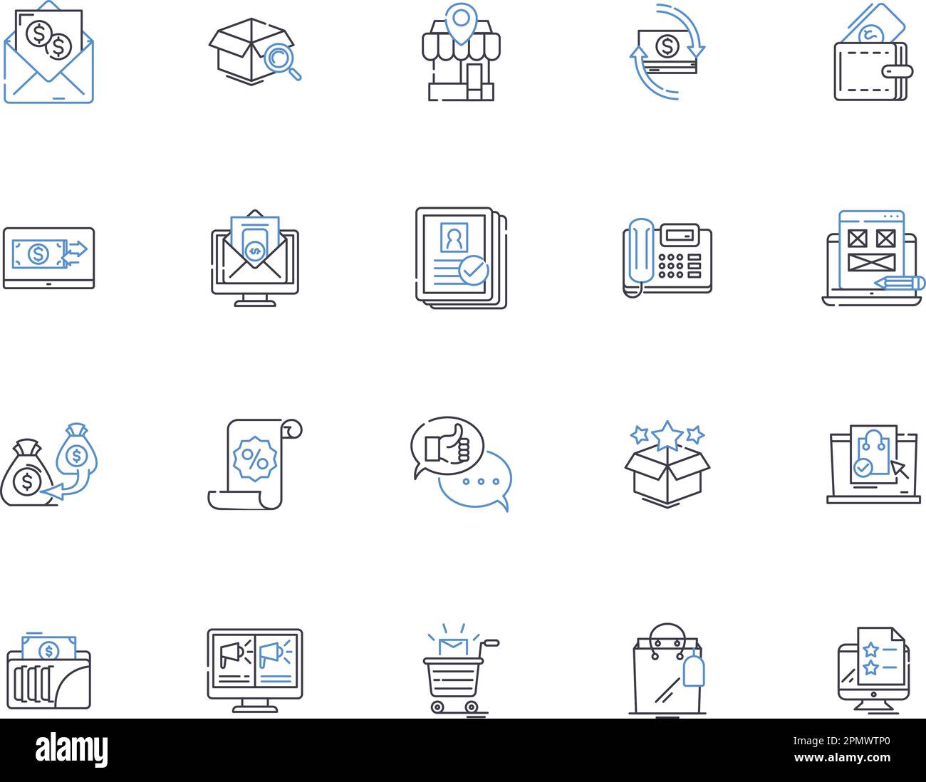 Shopping outline icons collection. Bargain, Buy, Store, Mall, Item ...