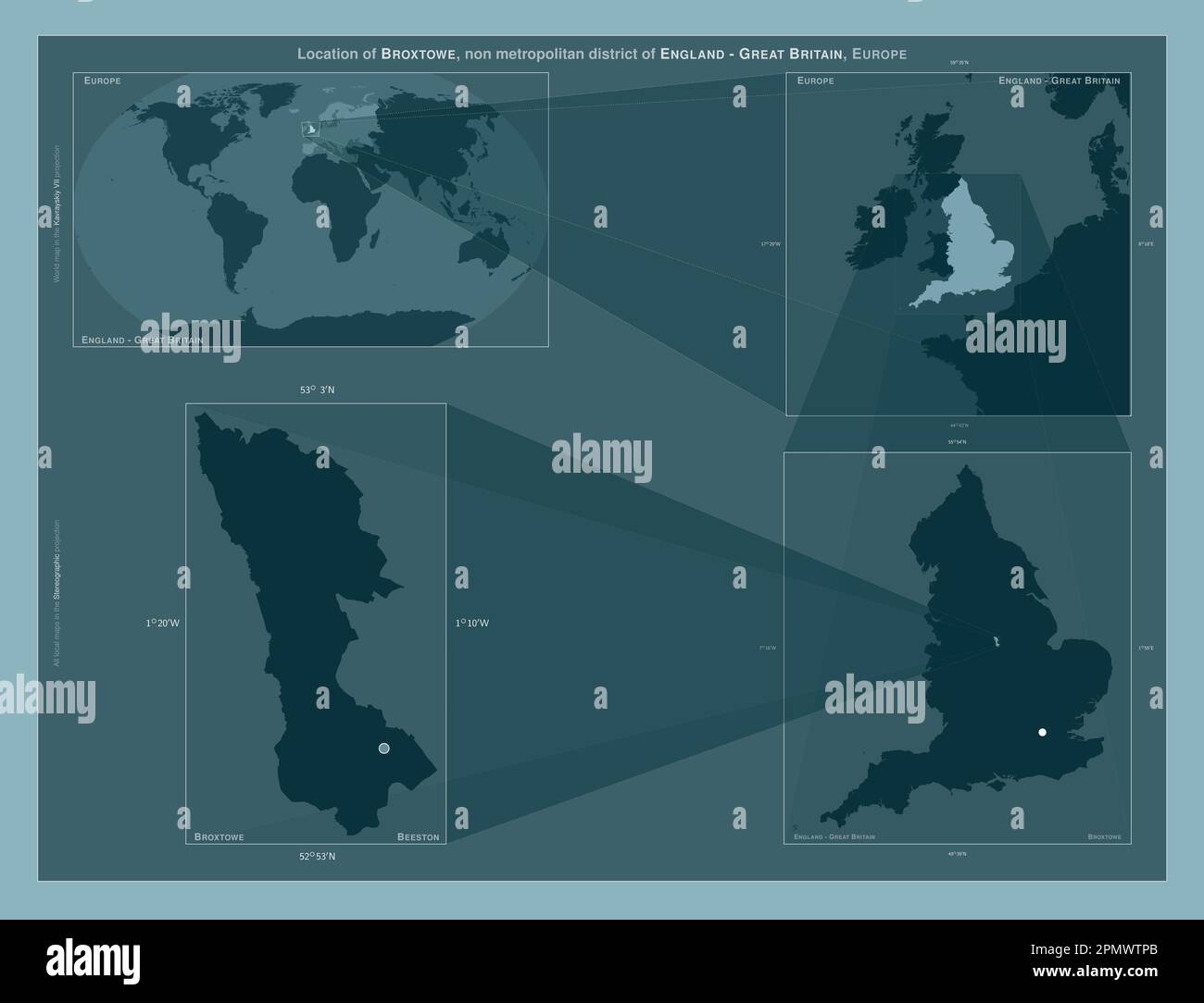 Broxtowe, non metropolitan district of England - Great Britain. Diagram ...