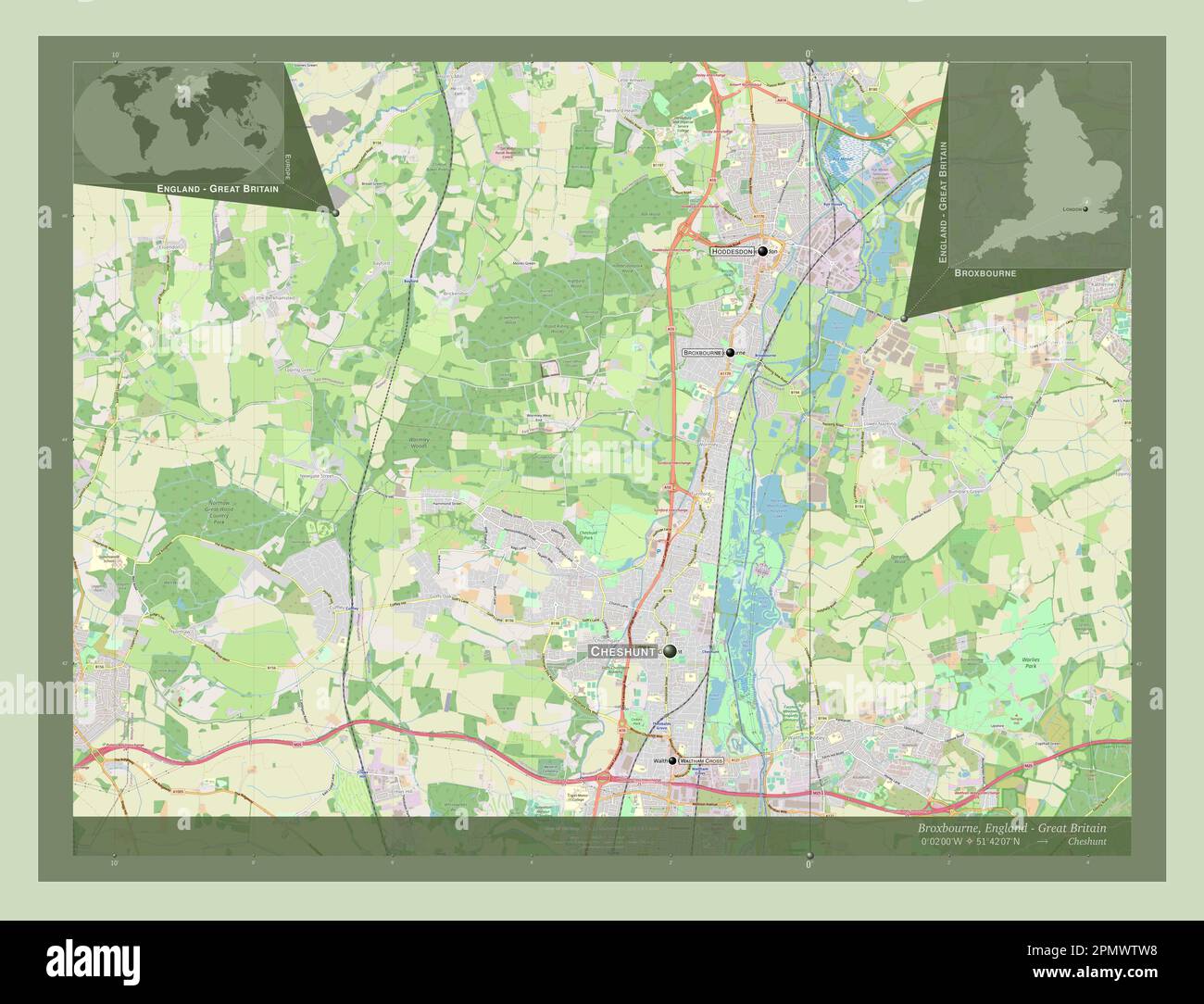 Broxbourne, non metropolitan district of England - Great Britain. Open ...