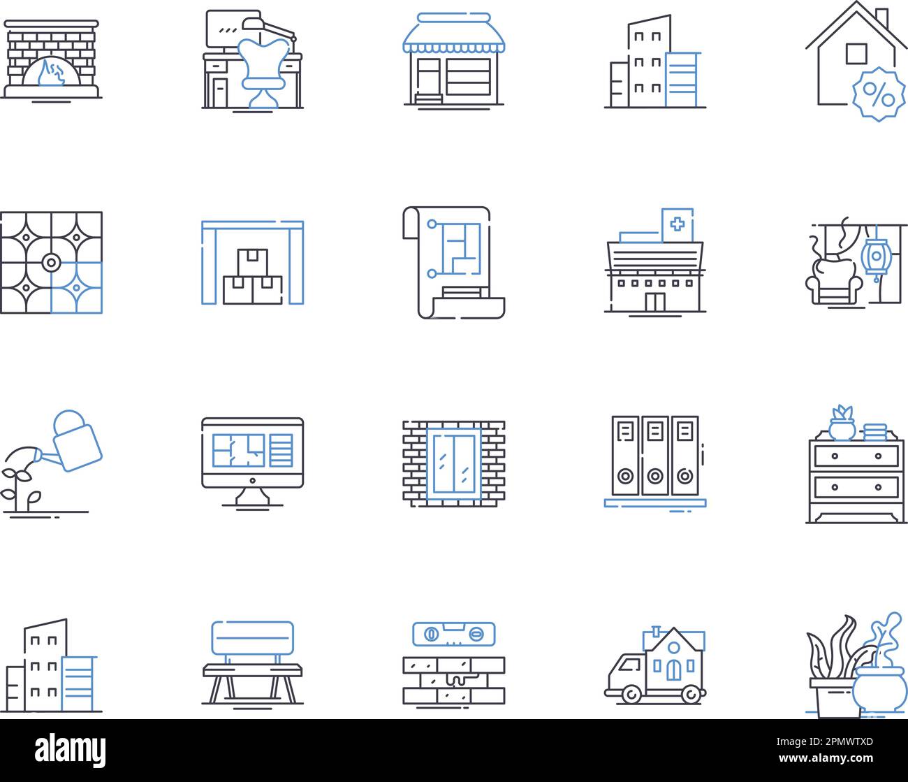 Apartments and accomodation outline icons collection. Accommodation ...