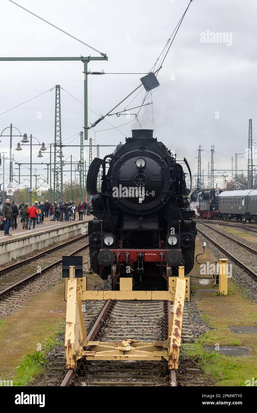 Dresden, Germany. 15th Apr, 2023. Locomotive 528154-8 stands on a track ...