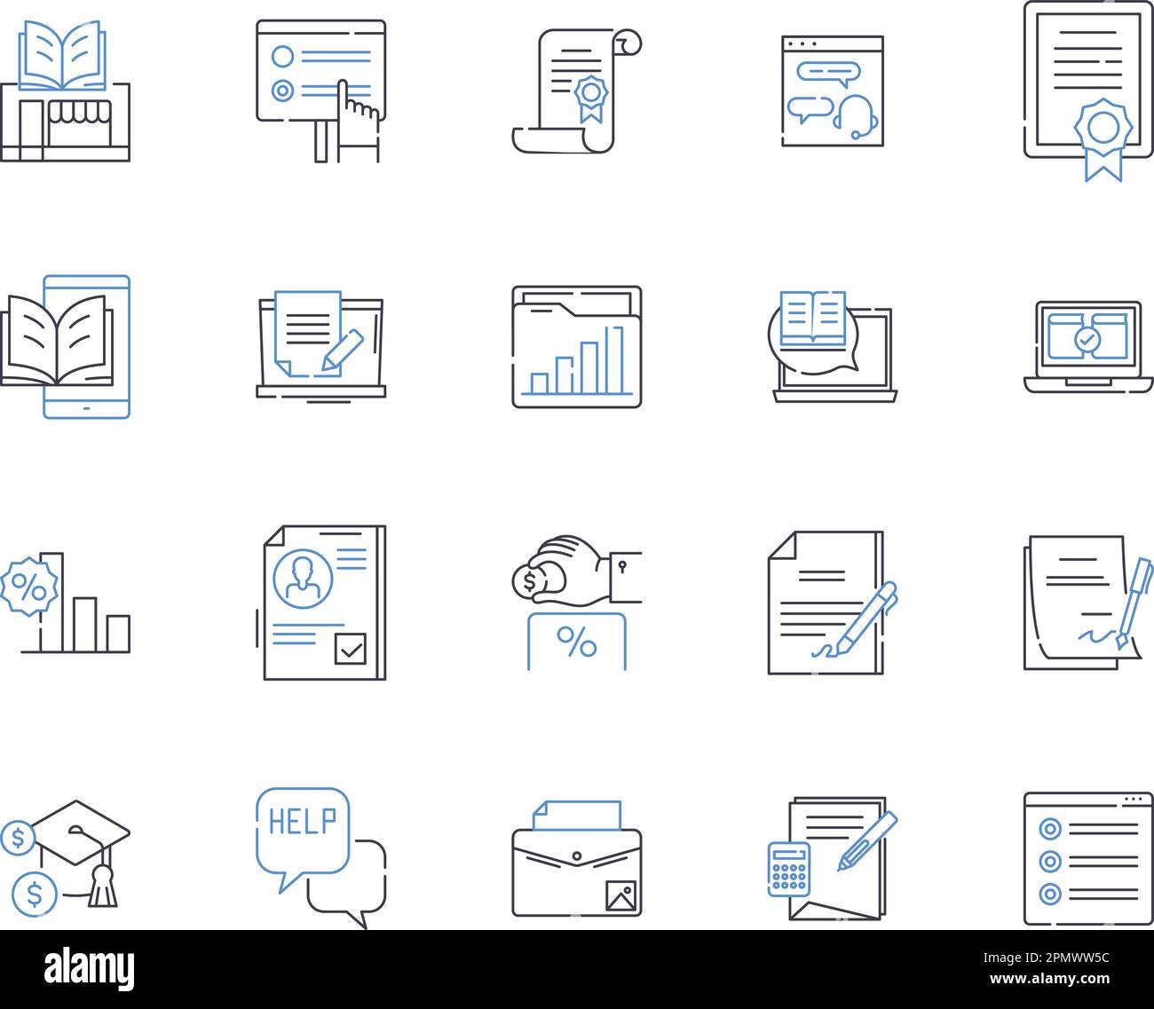 Educational tools outline icons collection. School, Teacher, Learning ...