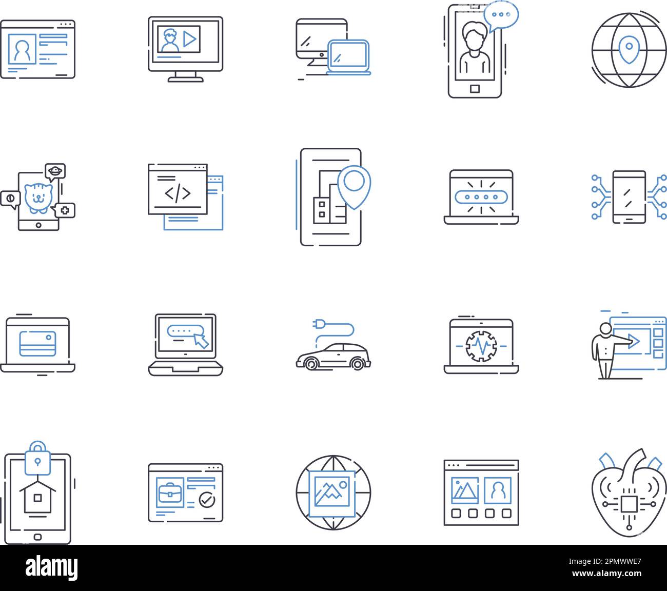 Internet and science outline icons collection. internet, science ...