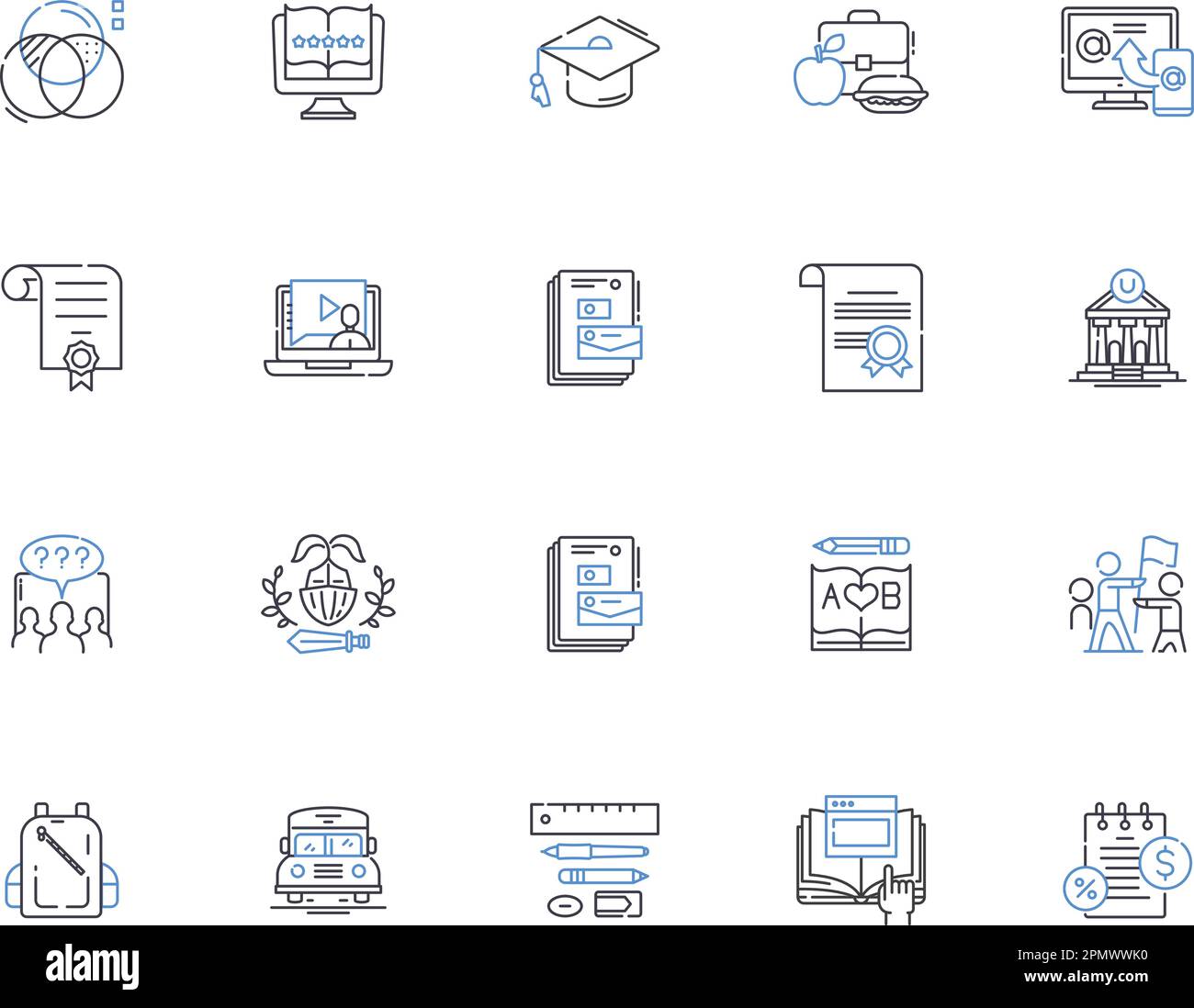College outline icons collection. Education, University, Learning, Tuition, Campus, Major ...